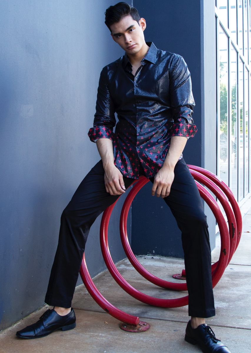 BESPOKE - Mens Black Button Up Long Sleeve Dress Shirt - Modern Fit ...