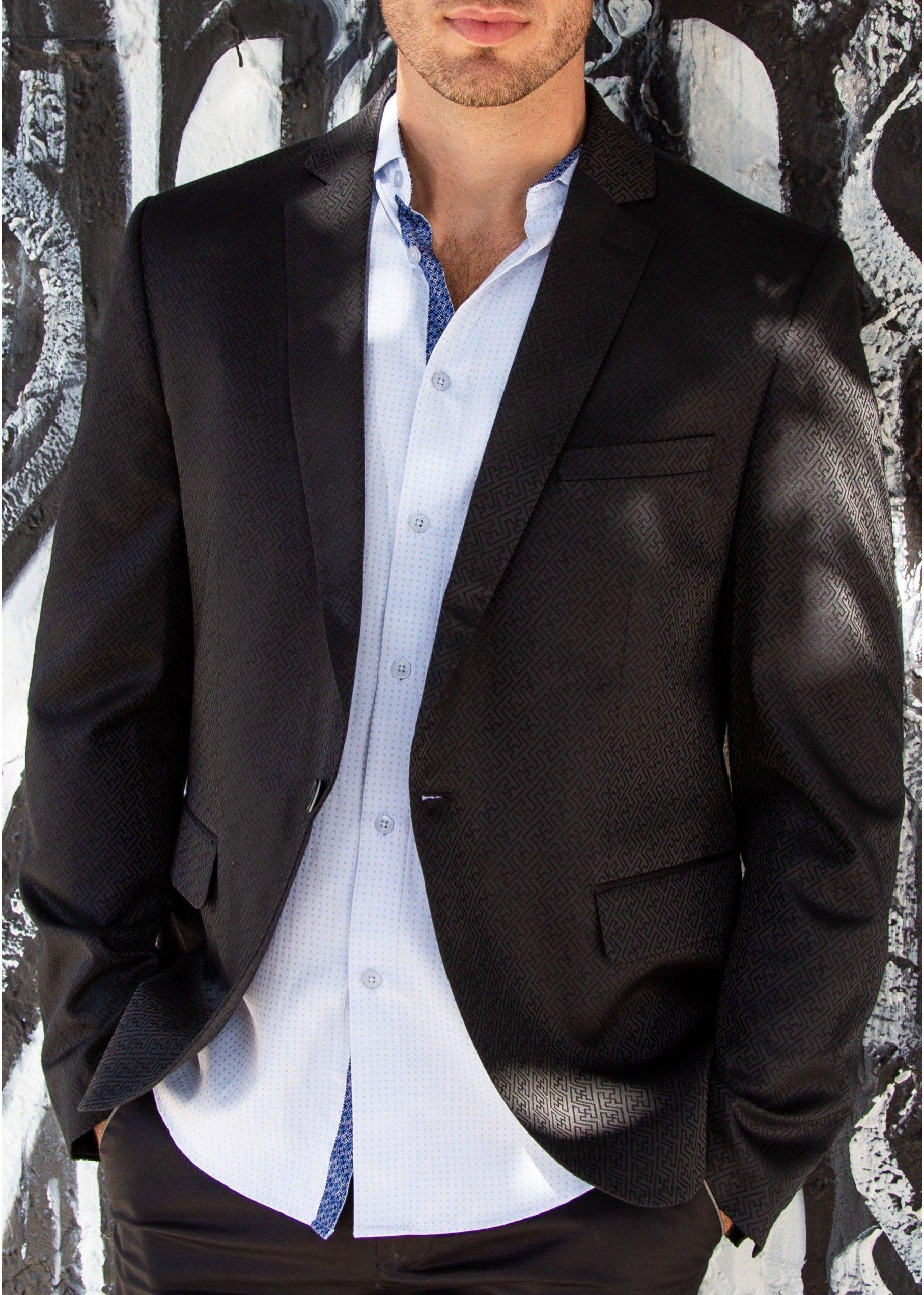 Maze Microprint Texture Evening Blazer Black– BESPOKE MODA