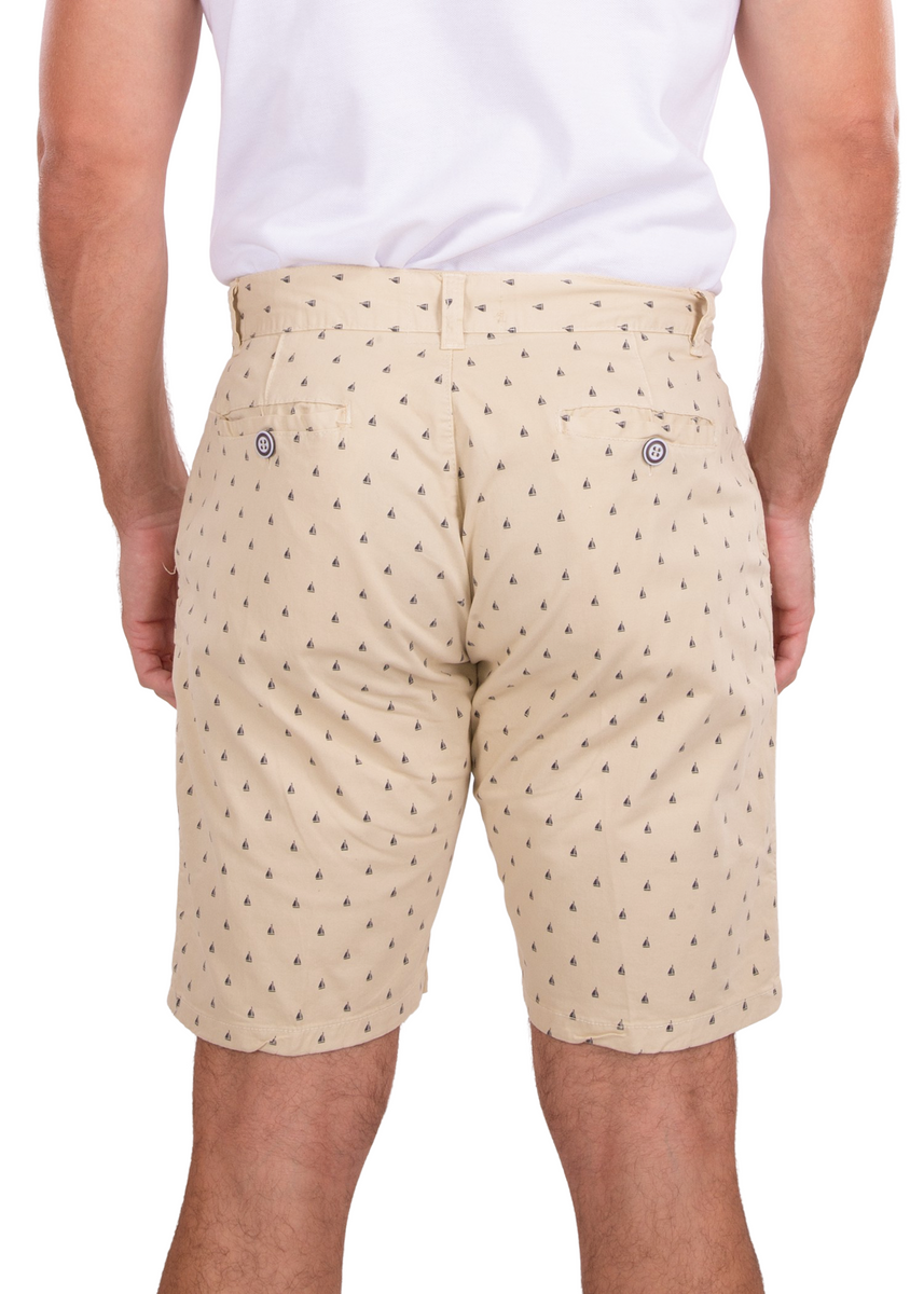 Sailboat Print Shorts Khaki– BESPOKE MODA